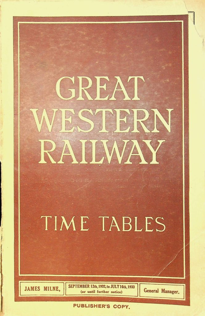 Great Western Railway 1932-09 [Great Britain] – Timetable World