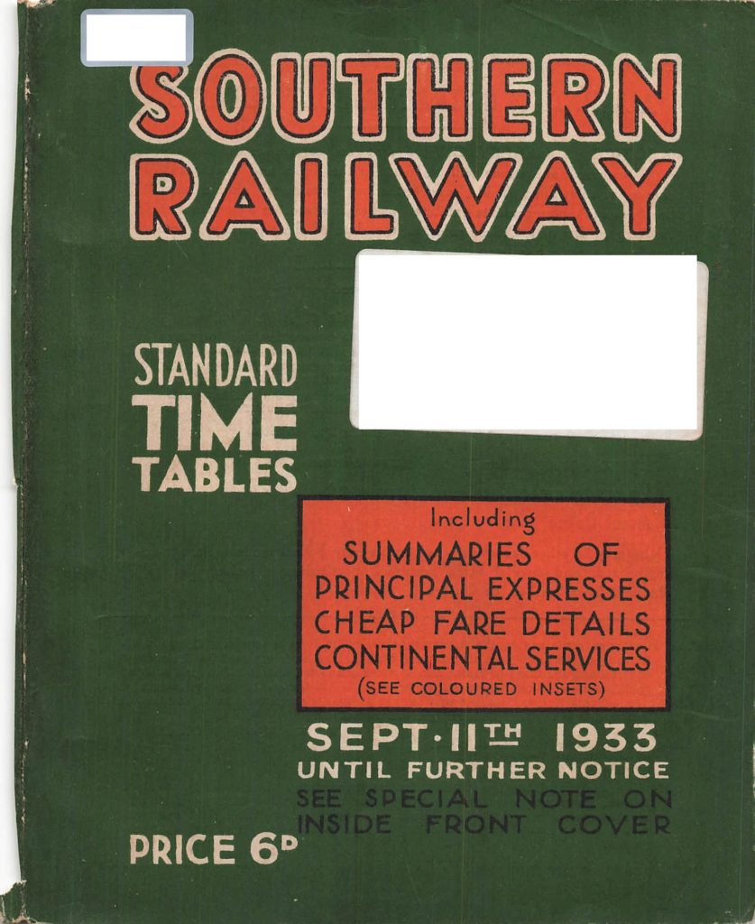 Southern Railway 1933-09 [Great Britain] – Timetable World