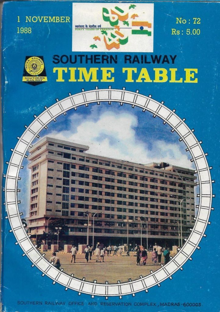 Southern Railway 1988-11 [India] – Timetable World