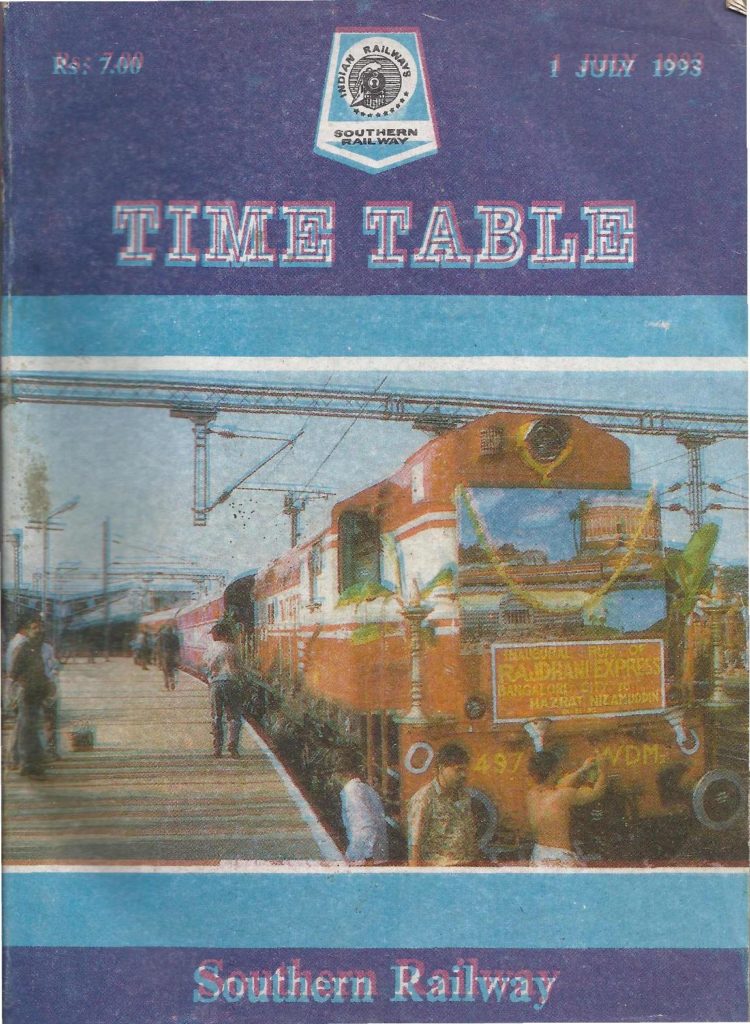 Southern Railway 1993-07 [India] – Timetable World